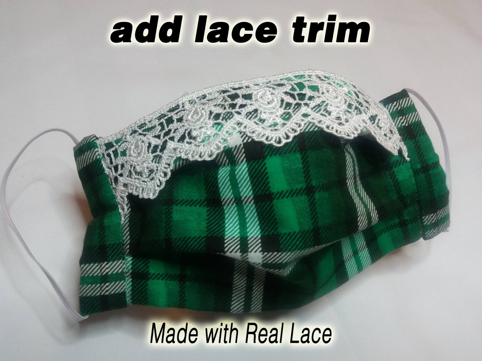 Green Plaid Holiday Mask | Winter Face Mask | Washable Filter Pocket ...