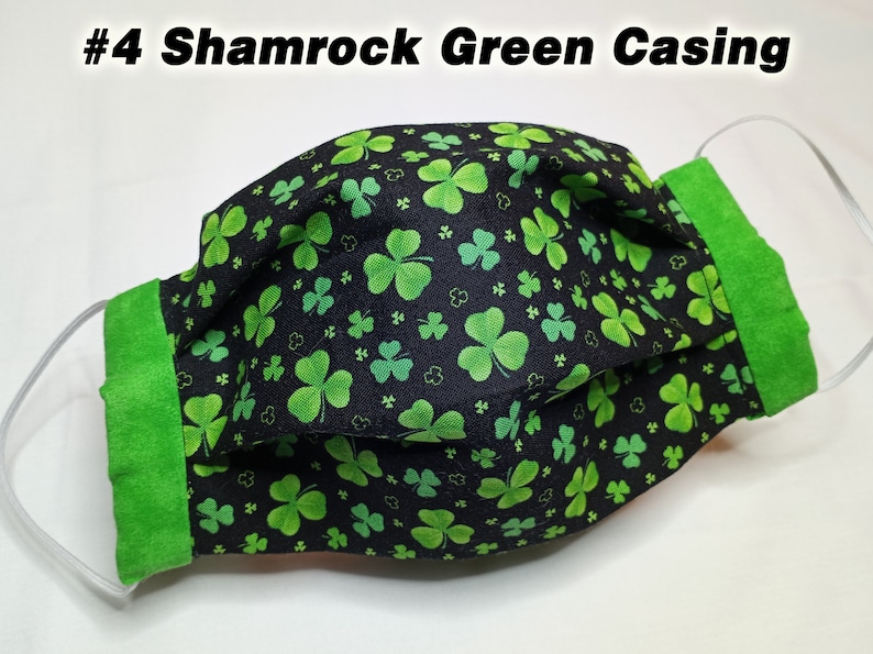 St Patrick's Day Shamrock Face Masks With Nose Wire | Irish Black Green ...