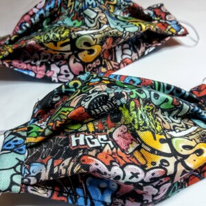 Graffiti Face Mask | Washable Reusable Nose Wire Filter Pocket | 2 ...