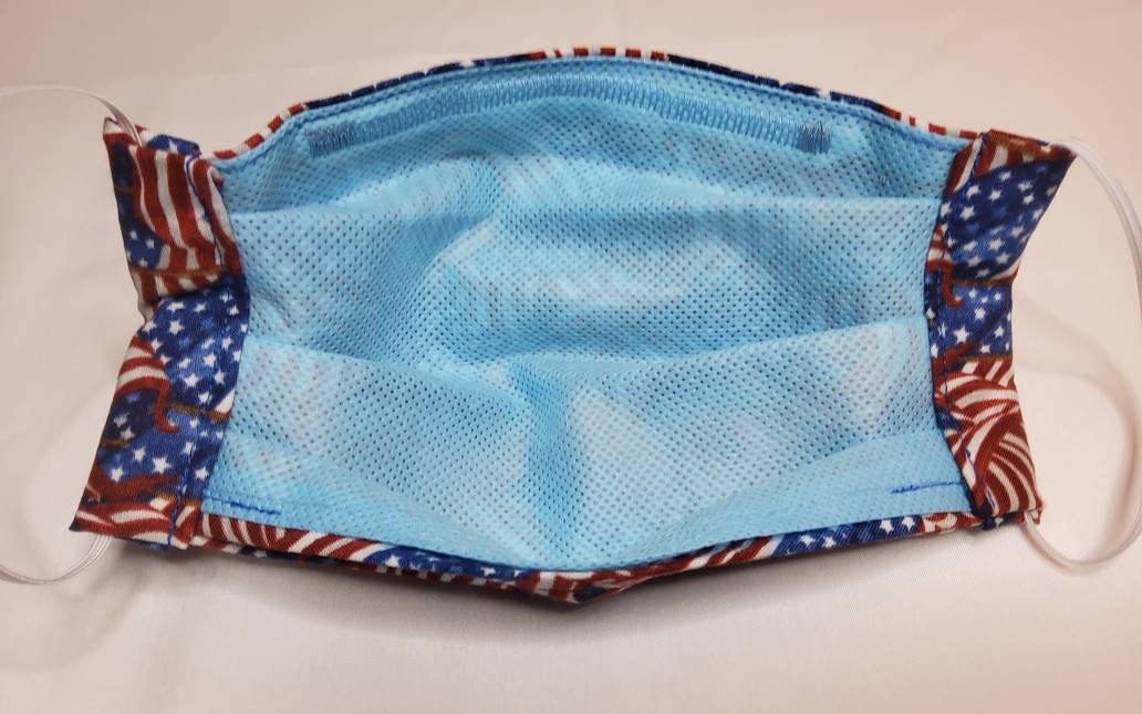 Patriotic USA Flag Face Mask | 4th of July Mask | Washable Nose Wire ...