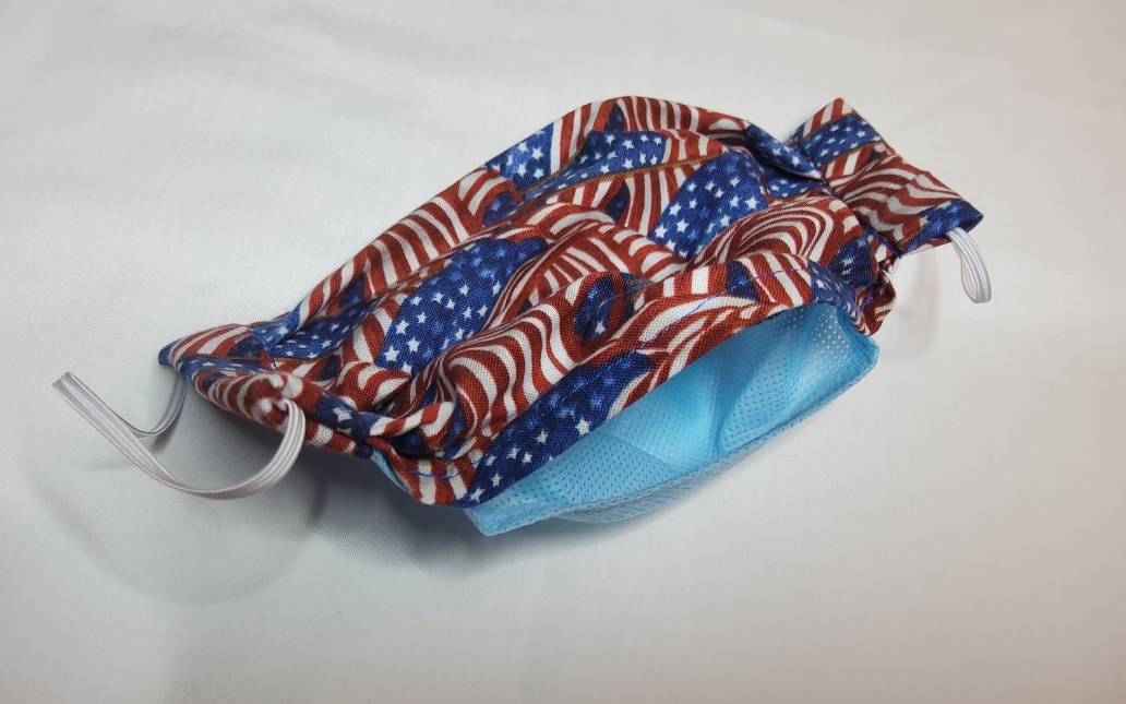 Patriotic USA Flag Face Mask | 4th of July Mask | Washable Nose Wire ...
