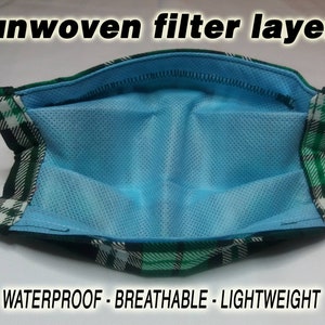 Green Plaid Holiday Mask | Winter Face Mask | Washable Filter Pocket ...