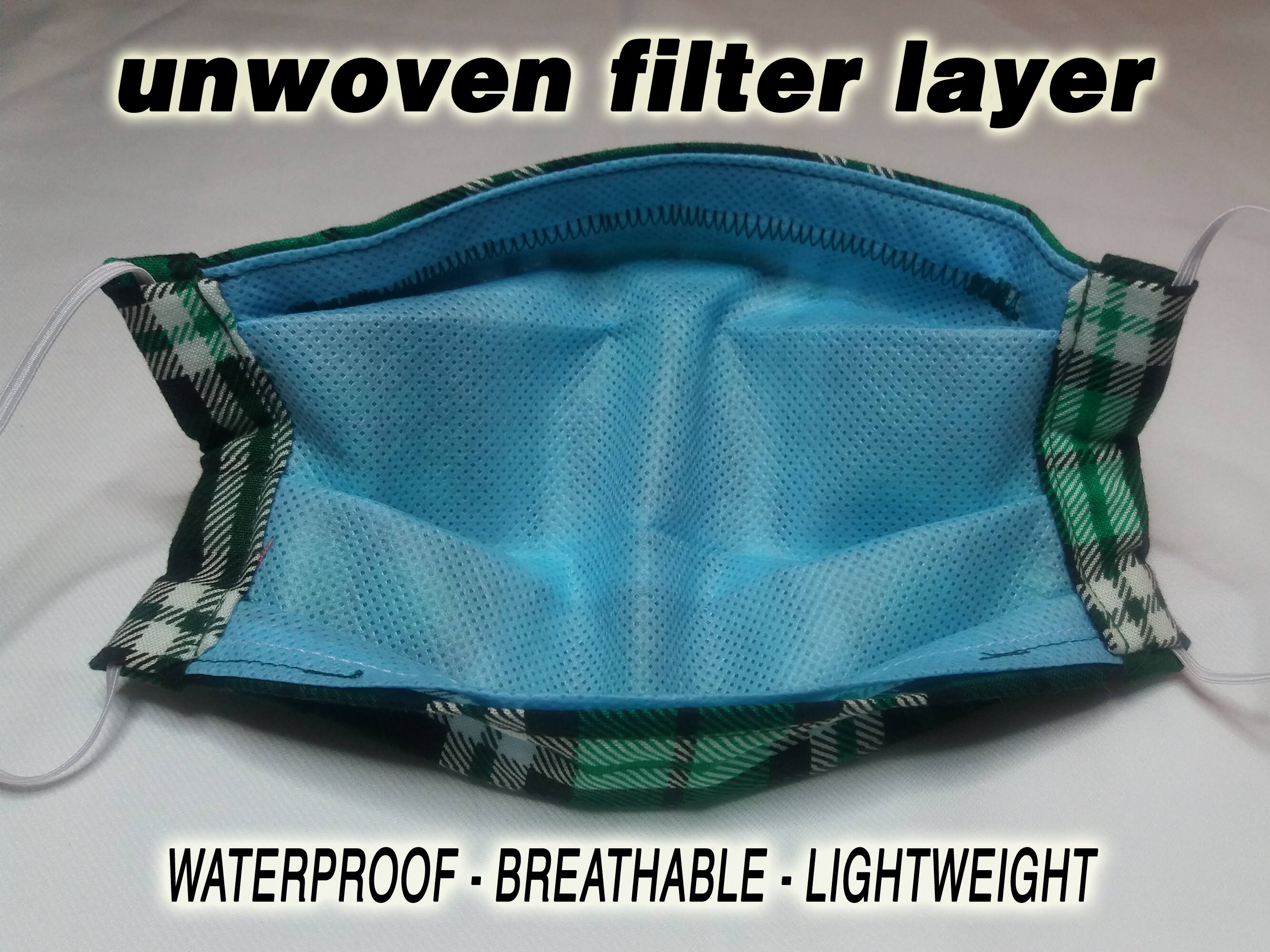 Green Plaid Holiday Mask | Winter Face Mask | Washable Filter Pocket ...