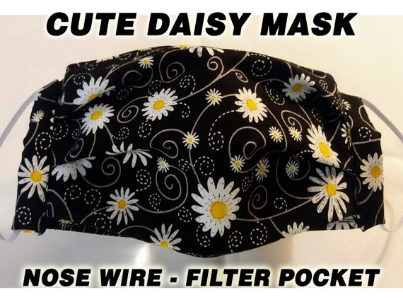 Daisy Face Mask Flower Face Mask Washable Filter Pocket Nose | Etsy