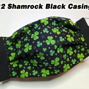 St Patrick's Day Shamrock Face Masks With Nose Wire | Irish Black Green ...