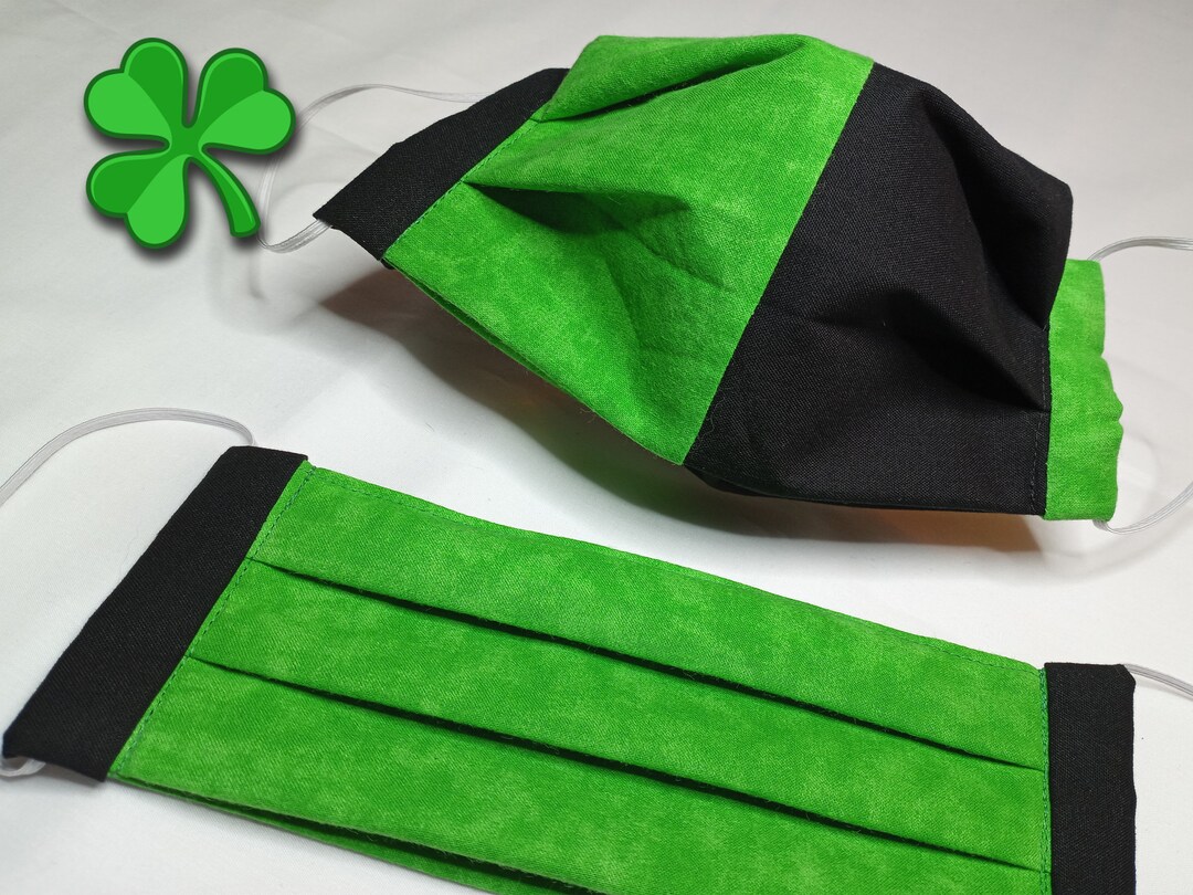 St Patrick's Day Face Mask With Nose Wire | Irish Black Green Lucky ...