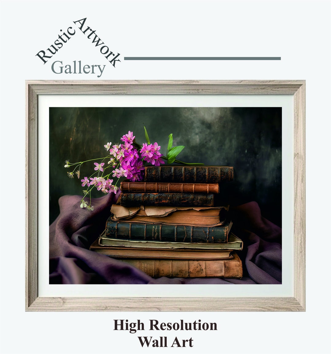 Printable Book Stack Art Rustic Summer Wall Art Farmhouse Summer Decor ...