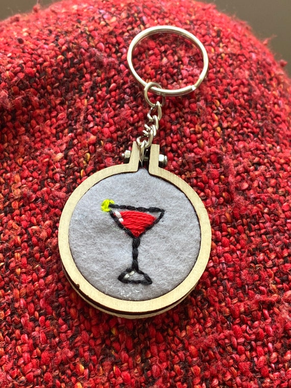 Drink Lover Embroidery Keyring Keyring Embroidery Gift Craft - Etsy UK