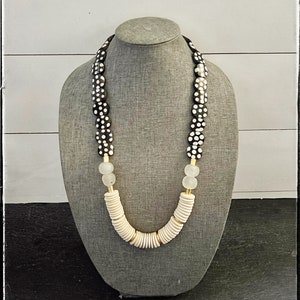 Polka Dot African Bone Bead Flat Bead / White Coconut Chip Bead ...