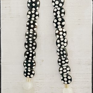 Polka Dot African Bone Bead Flat Bead / White Coconut Chip Bead ...