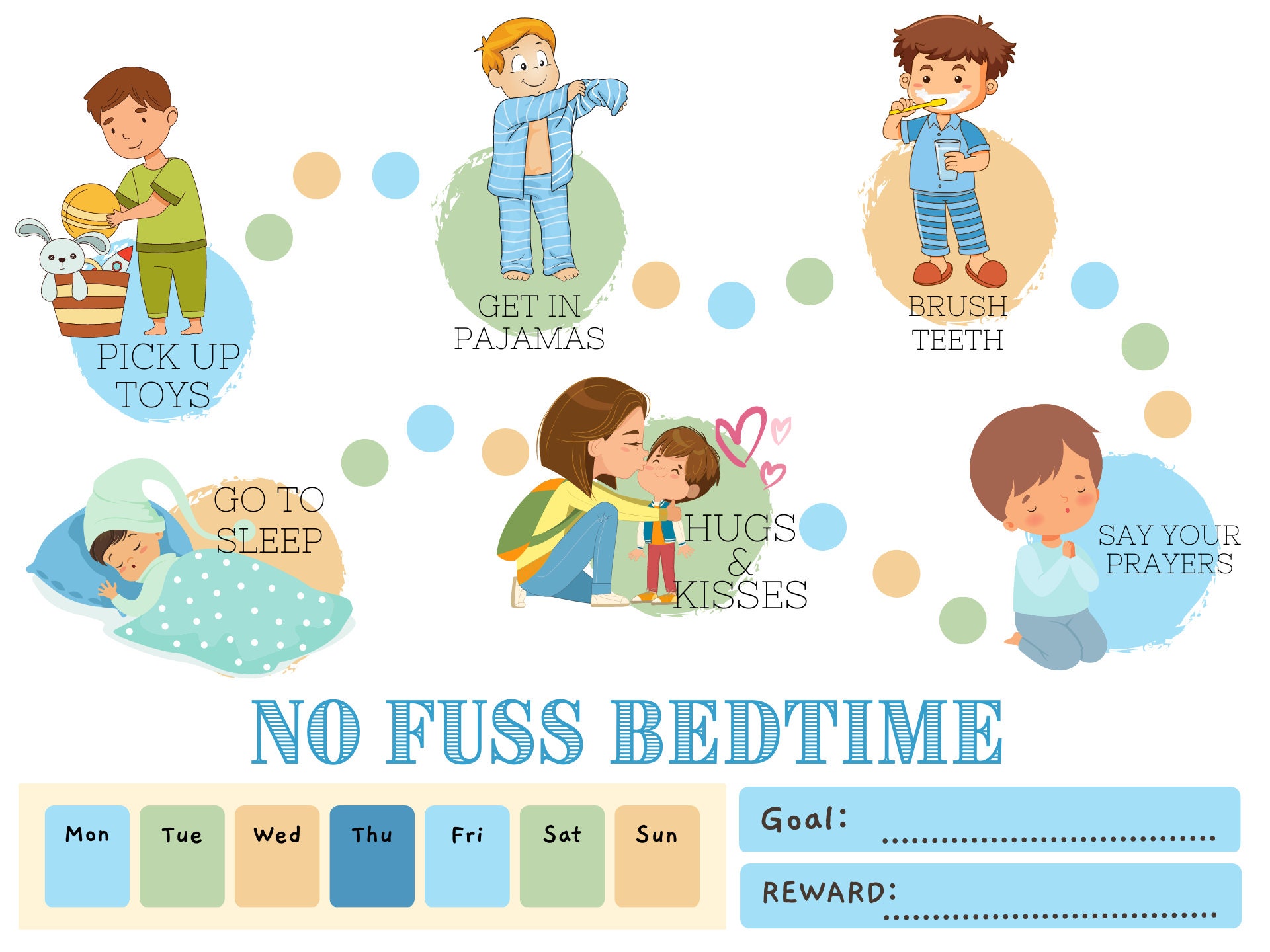 Bedtime Routine Chart Printable-bedtime Checklist-night Routine Chart ...