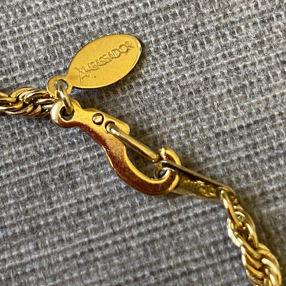 Rope chain necklace marked Ambassador Korea, Gold ton… - Gem