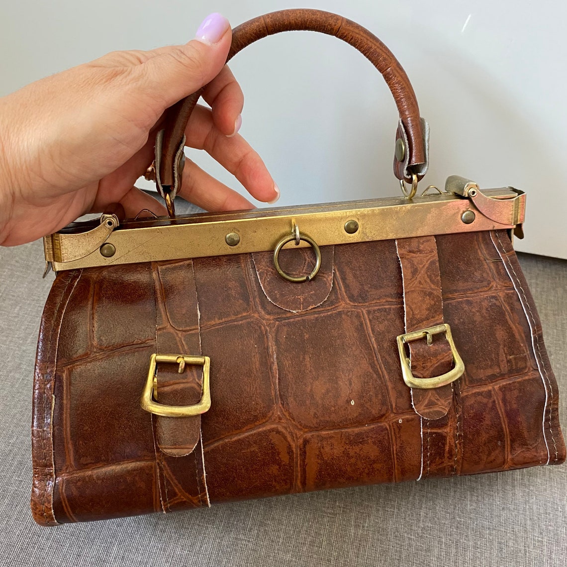 Antique Exotic Leather Vintage Bag Doctor Style Old Handbag - Etsy
