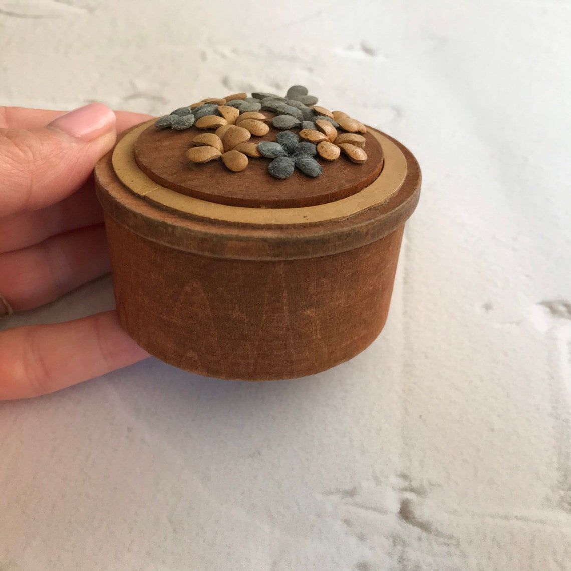 Vintage Ring Box, Small Wood Jewelry Box, Rustic Trinket Box, Round ...