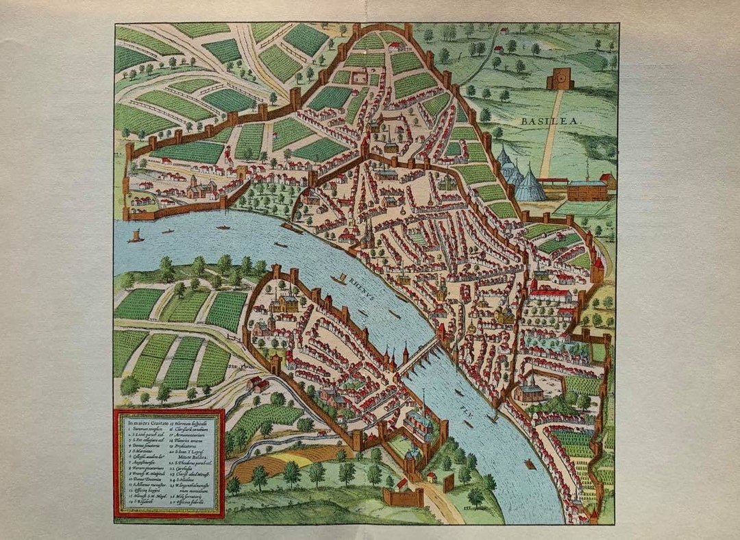 1955 Original Vintage 'basel' Old European Cities 16th Century City ...