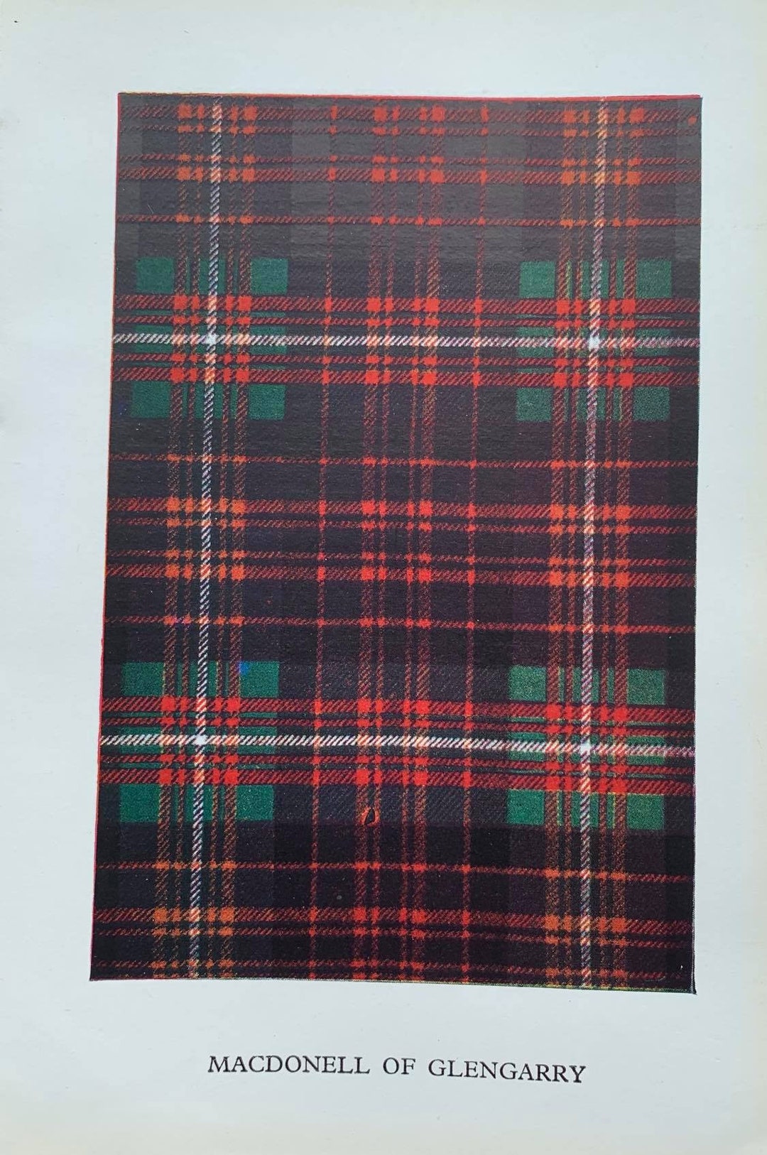 MACDONELL DE GLENGARRY 1949 Impresión vintage original de Los clanes y ...
