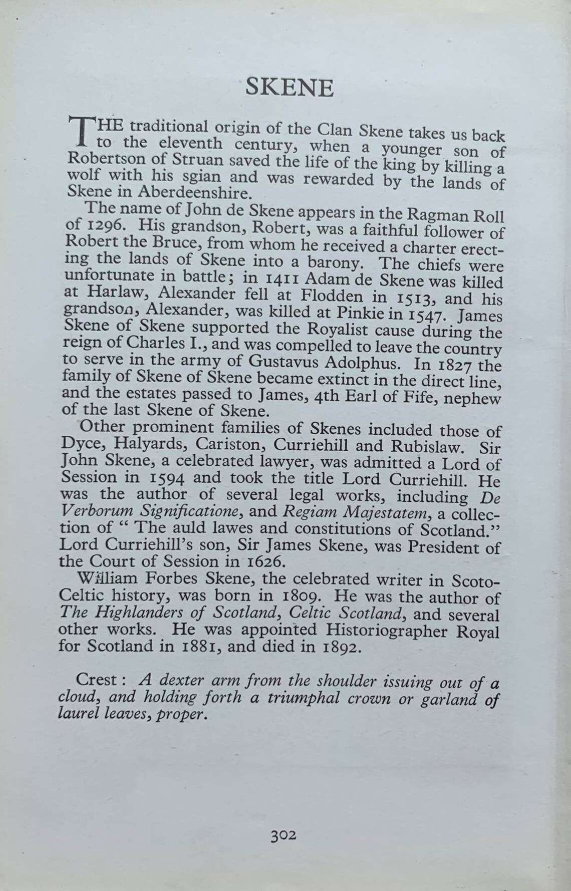 SKENE 1949 Original Vintage Print From the Clans and Tartans | Etsy