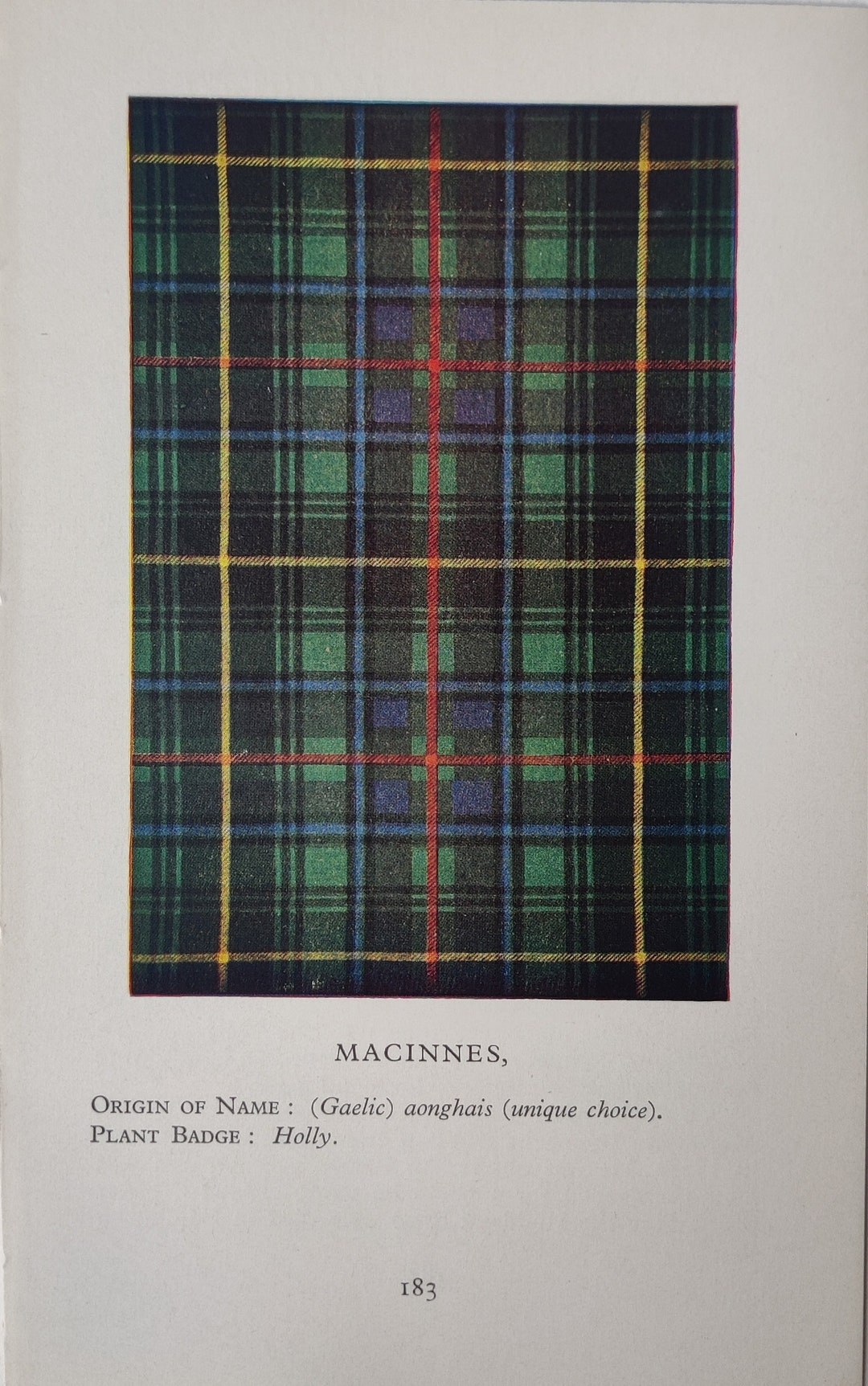 MACINNES 1961 Original Vintage Print From the Clans and Tartans of ...