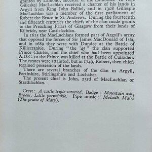 MACLACHLAN 1949 Original Vintage Print from The Clans and | Etsy