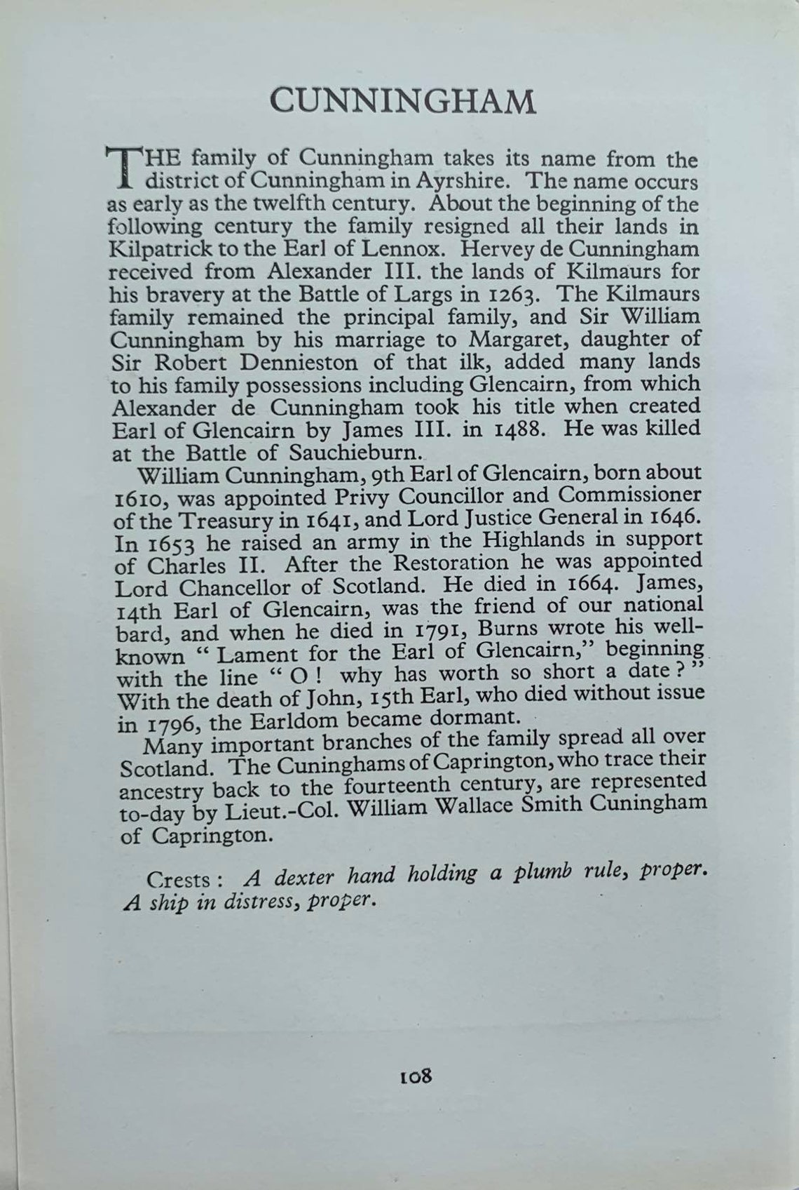 CUNNINGHAM 1949 Original Vintage Print from The Clans and | Etsy