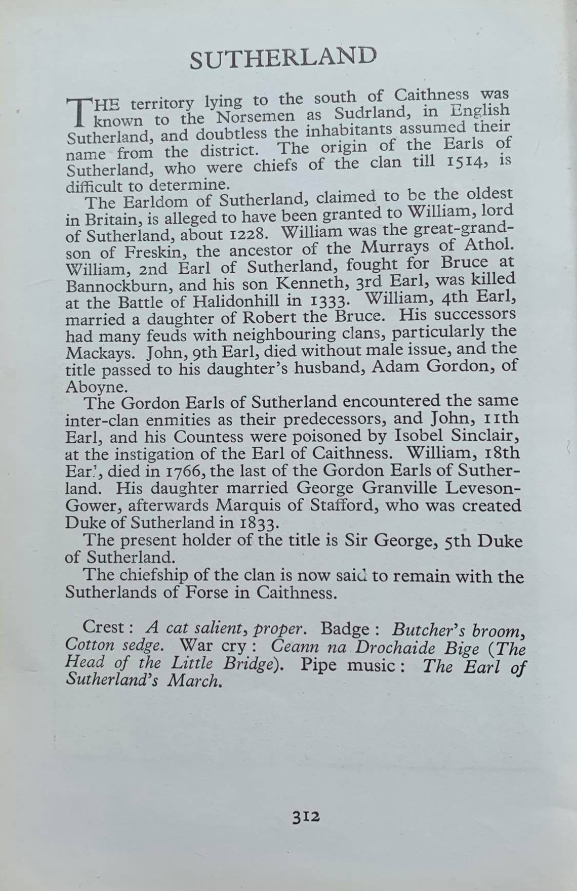 SUTHERLAND 1949 Original Vintage Print From the Clans and - Etsy