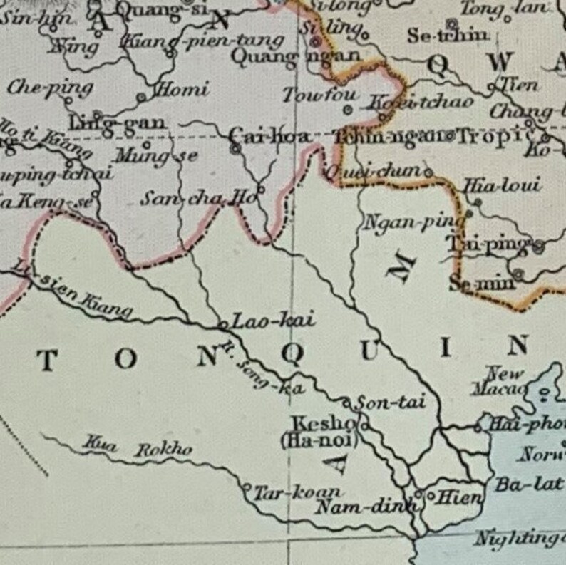 Original 100 Years Old Colour Plate Map of China From the - Etsy UK