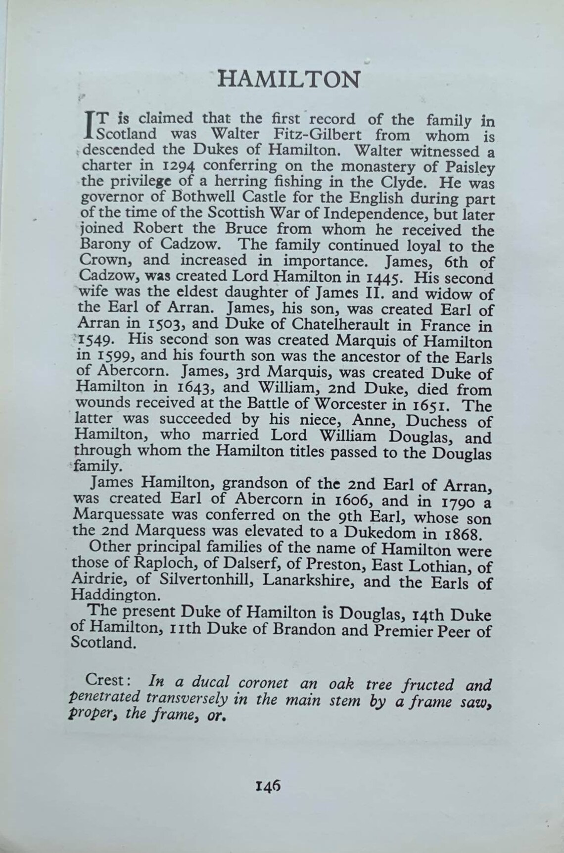 HAMILTON 1949 Original Vintage Print from The Clans and | Etsy