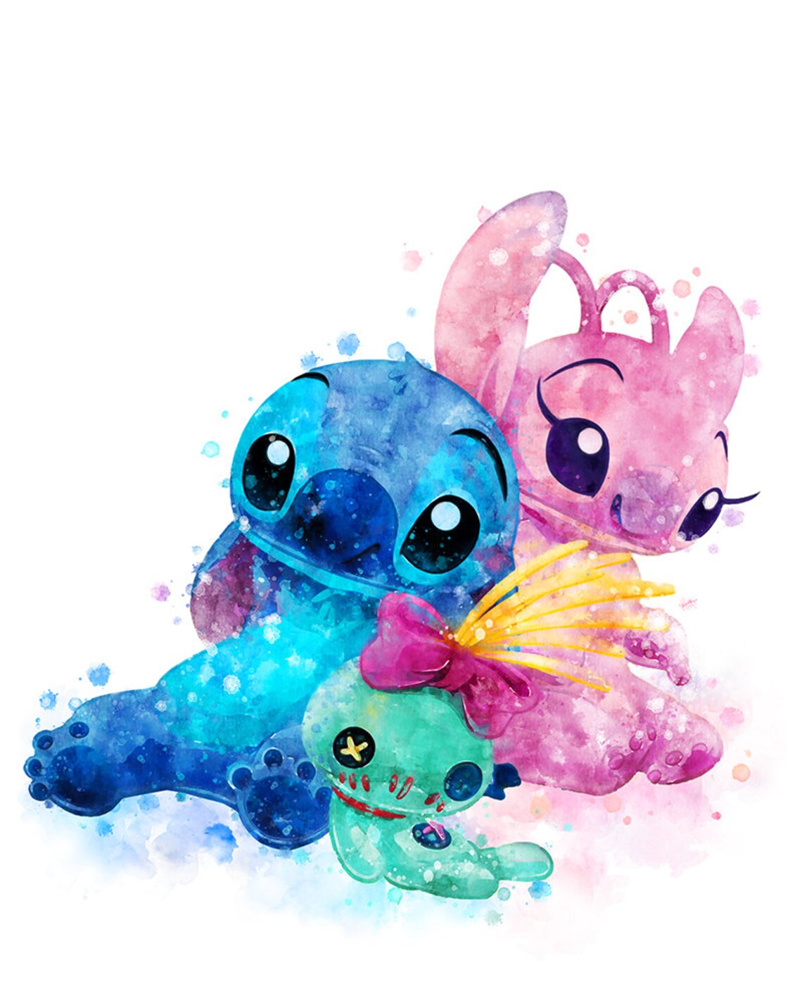 Stitch Angel Scrump aquarelle Art Print Ohana signifie famille ...