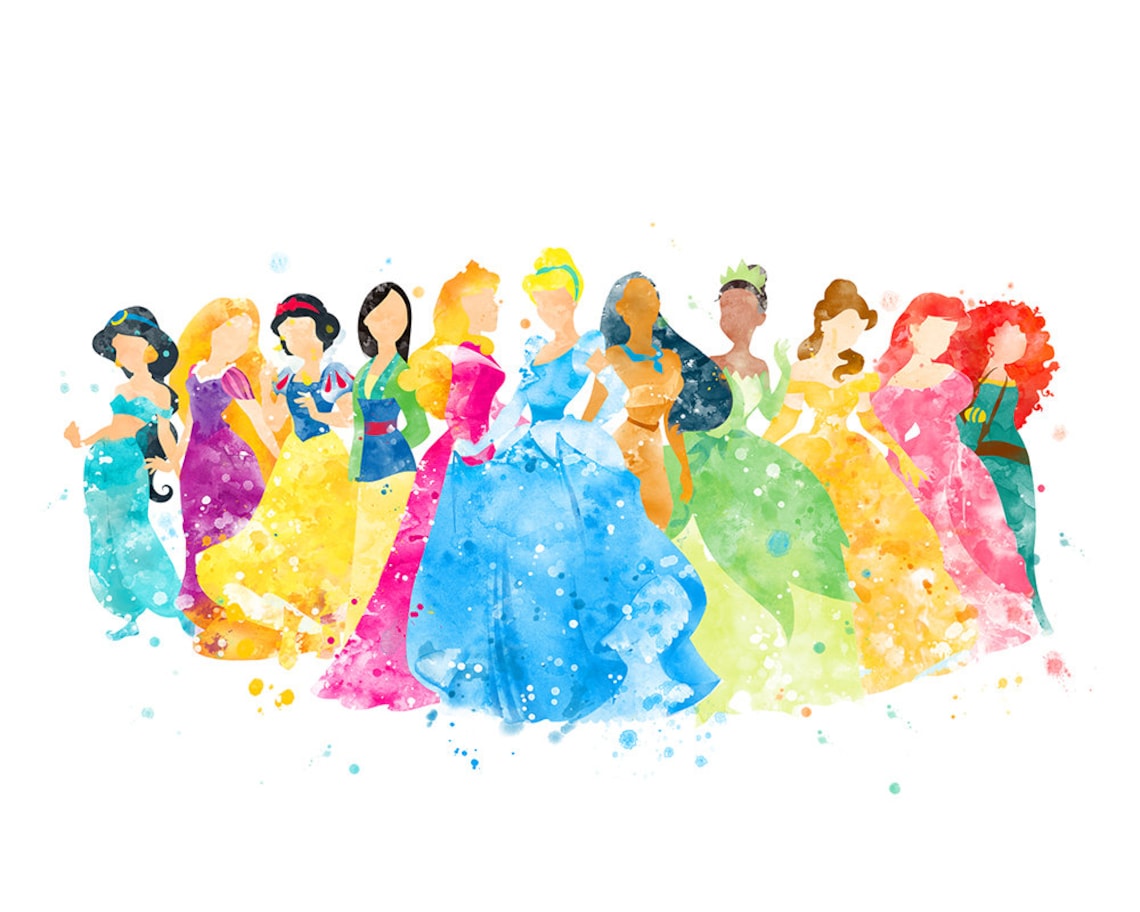 Princess Art Print Watercolor Painting Nursery Princess Wall - Etsy