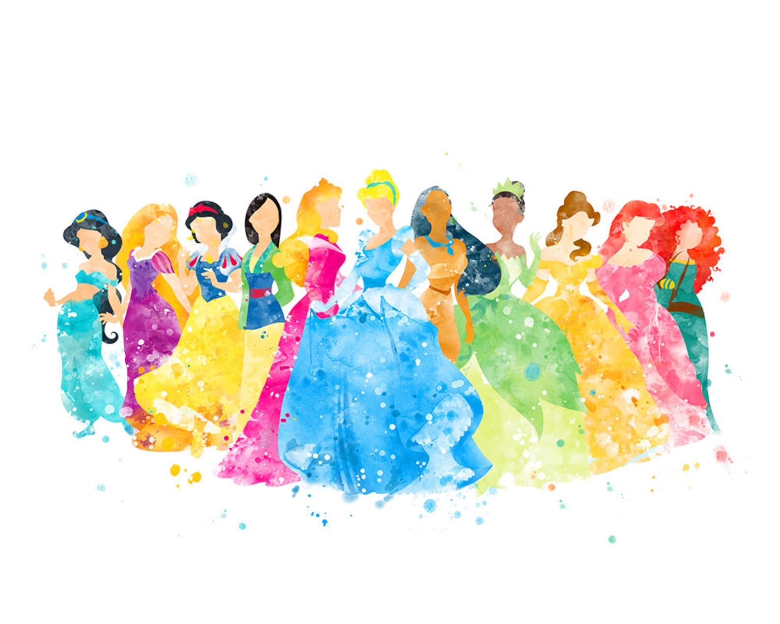 Princess Art Print Watercolor Painting Nursery Princess Wall - Etsy