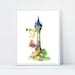 Tangled Tower Art Print Princess Rapunzel Watercolor Princess Rapunzel ...