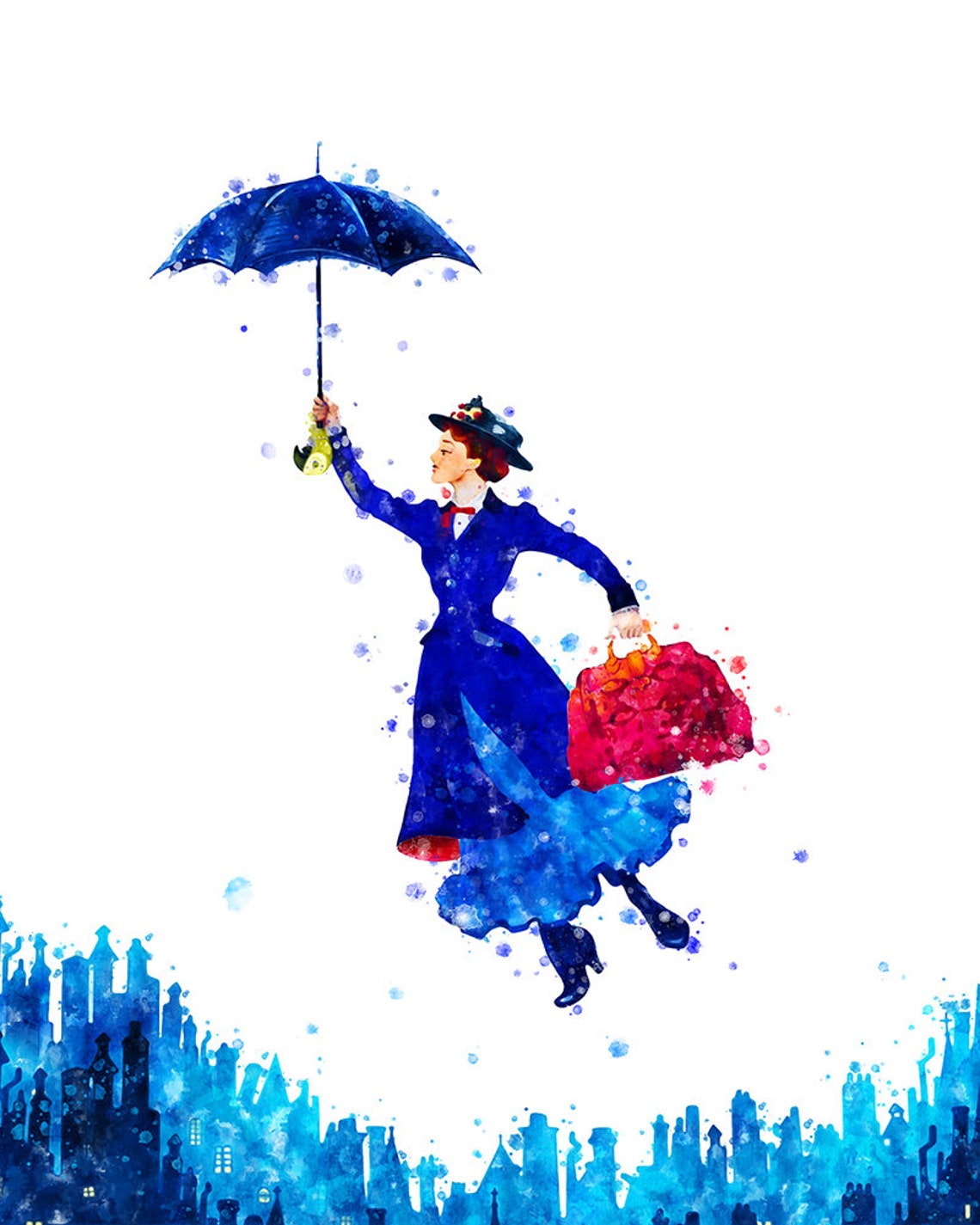 Mary Poppins Watercolor Painting Mary Poppins Art Print Illustrations ...