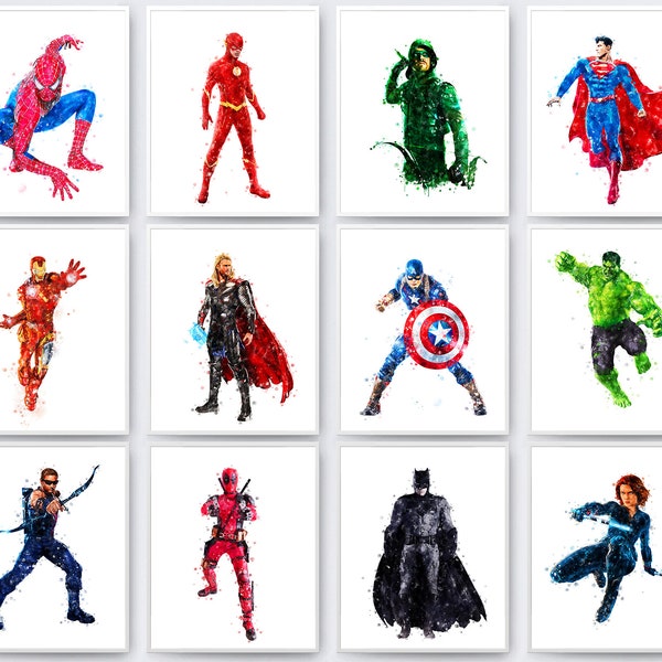 Superhero Print Set - Etsy