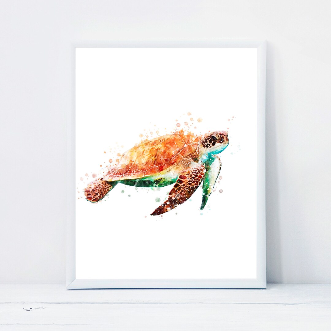 Sea Turtle Print Animal Watercolor Poster Turtle Painting Animal ...