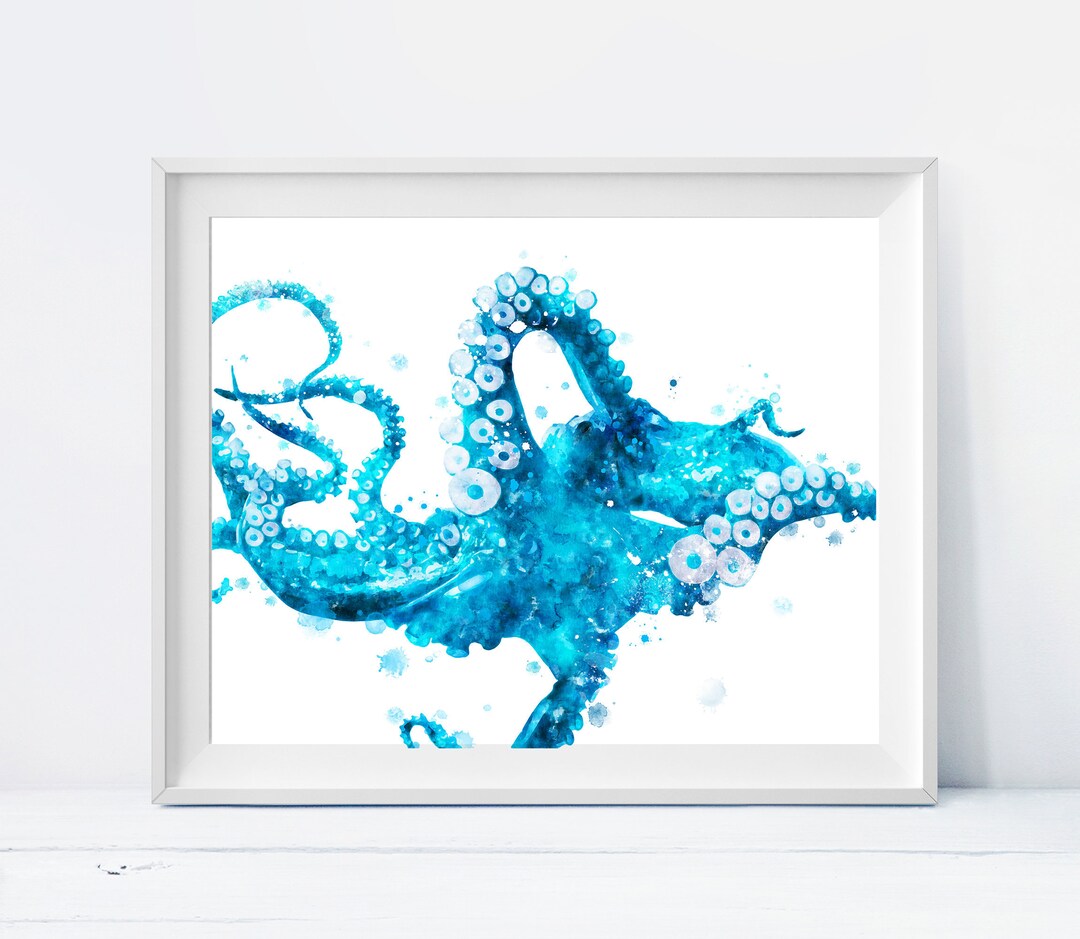 Octopus Watercolor Painting Animal Print Sea Art Octopus Illustration ...