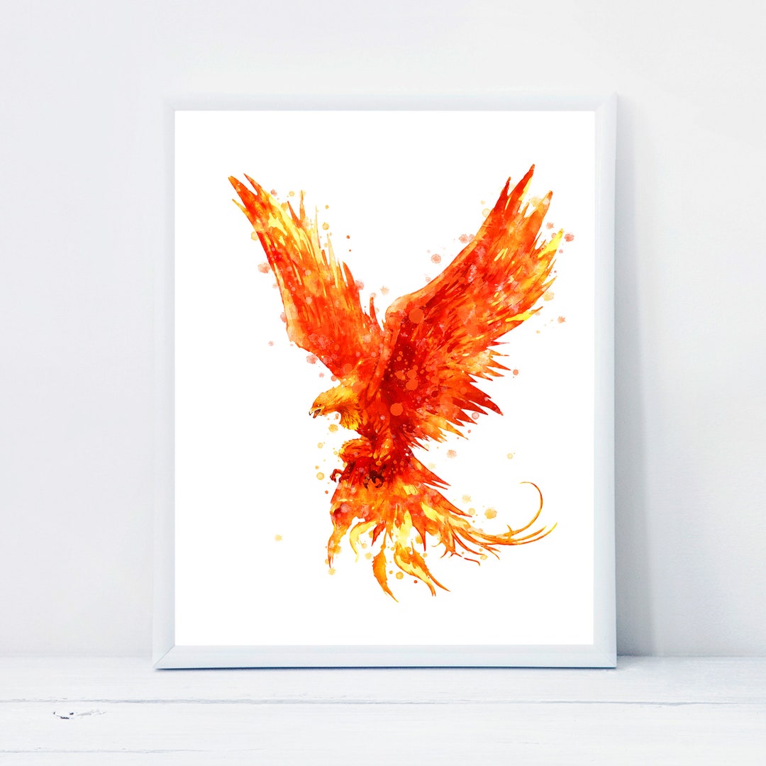 Phoenix Watercolor Poster Phoenix Bird Art Print Fire Bird Phoenix ...