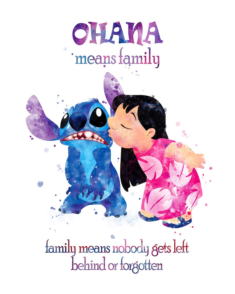 Lilo and Stitch Watercolor Art Print Ohana Means Family - Etsy