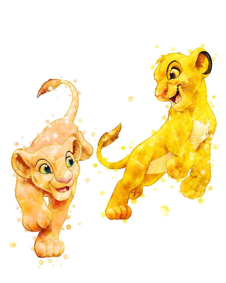 Simba and Nala Printable the Lion King Watercolor Lion King - Etsy