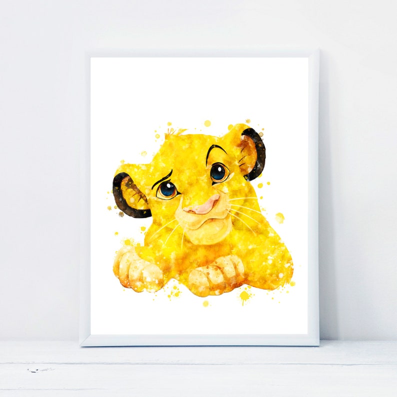Simba Watercolor Painting Lion King Simba Print Lion King | Etsy