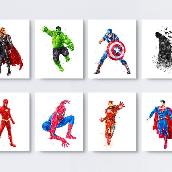 Superhero Watercolor - Etsy