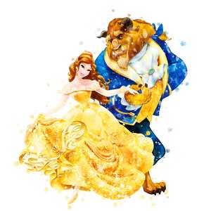 Beauty and the Beast Watercolor Painting Lumiere Cogsworth Mrs. Potts ...