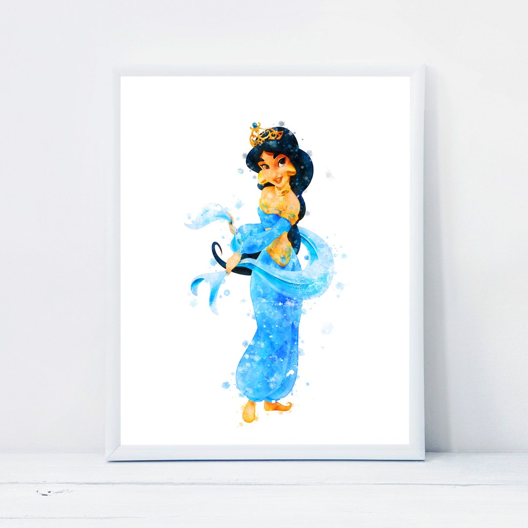 Princess Jasmine Watercolor Painting Wall Art Princess Jasmine Art ...