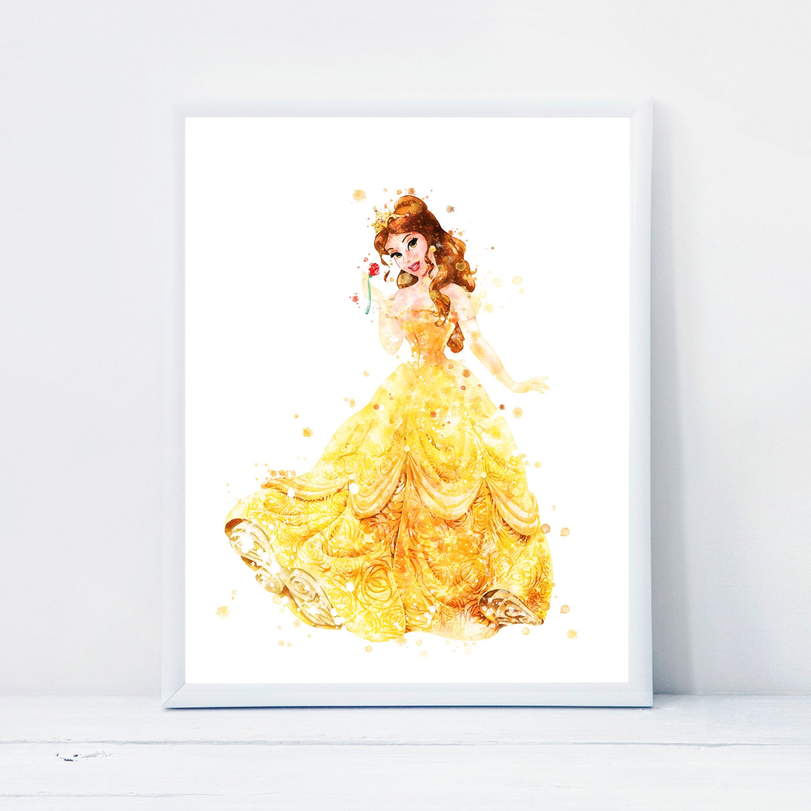 Princess Belle Printable Art Princess Belle Watercolor Princess ...