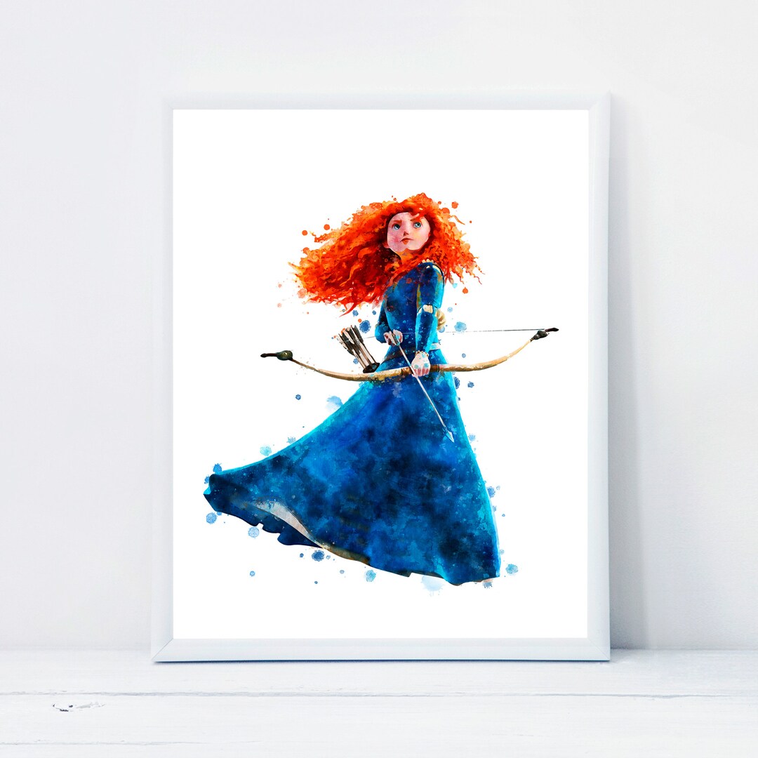 Merida Watercolor Princess Merida Print Poster Birthday Gift Nursery ...
