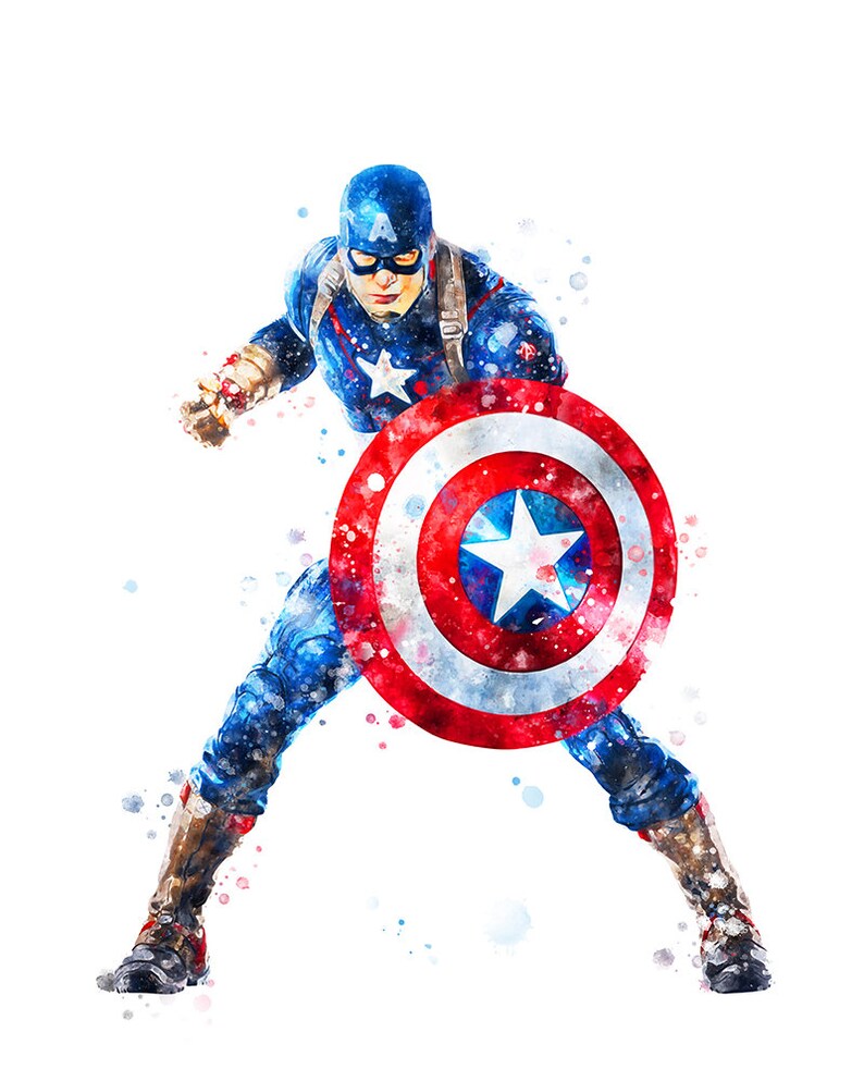 Captain America Watercolor Printable Avengers Superhero Prints - Etsy Captain America Watercolor Printable Avengers Superhero Prints - Etsy