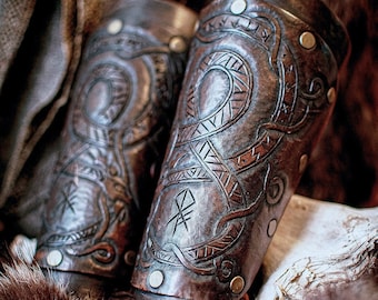 Gilded Urnes Viking Bracers - Pair - Etsy