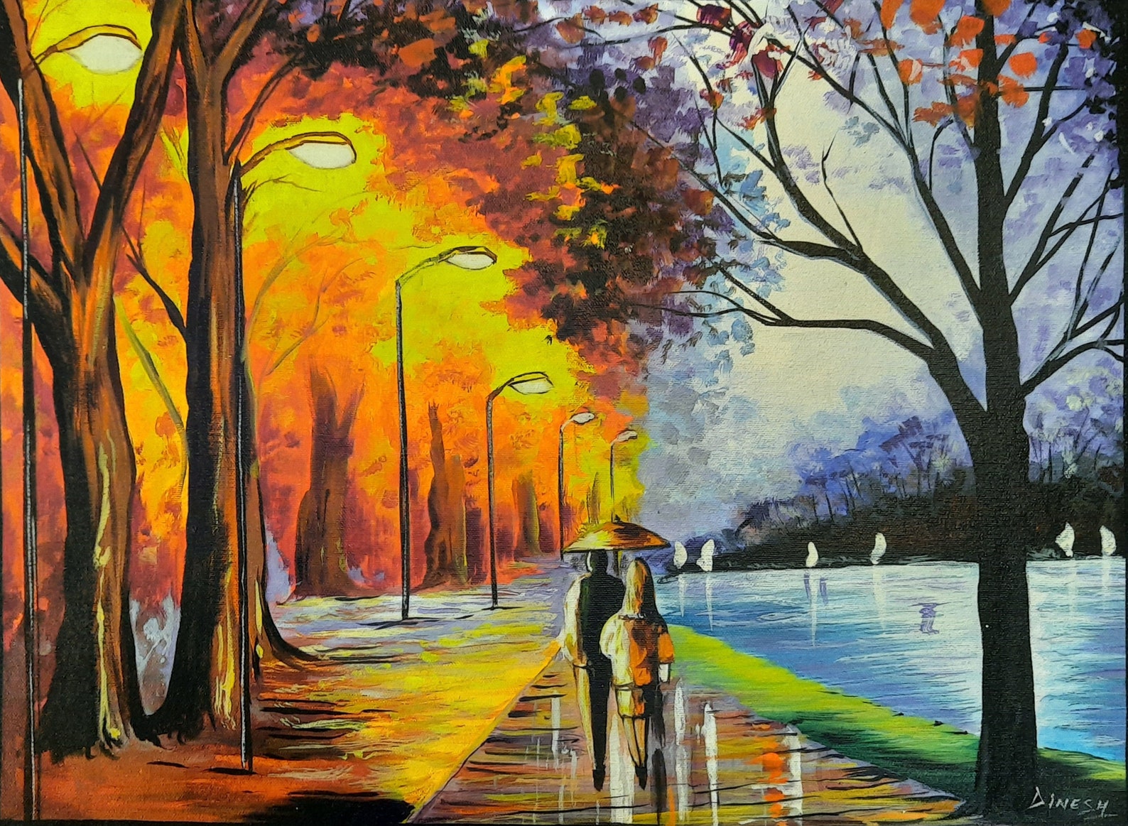 Abstract Art, Acrylic Rainy Season Hand Made Painting on Canvas, Home ...