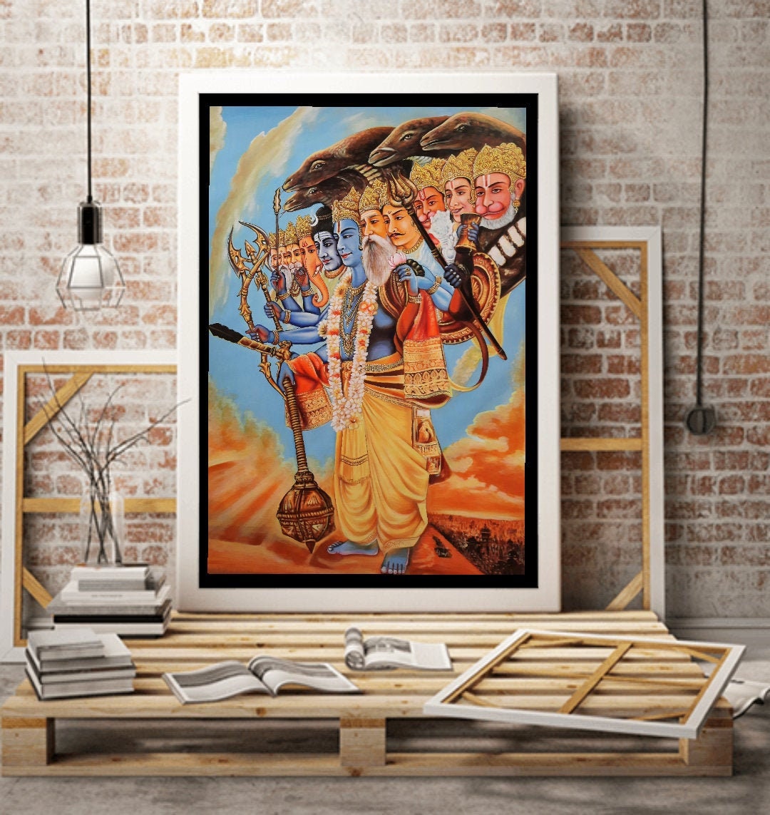 Lord Krishna Virat Sawroop Painting Lord Vishnu Painting - Etsy UK