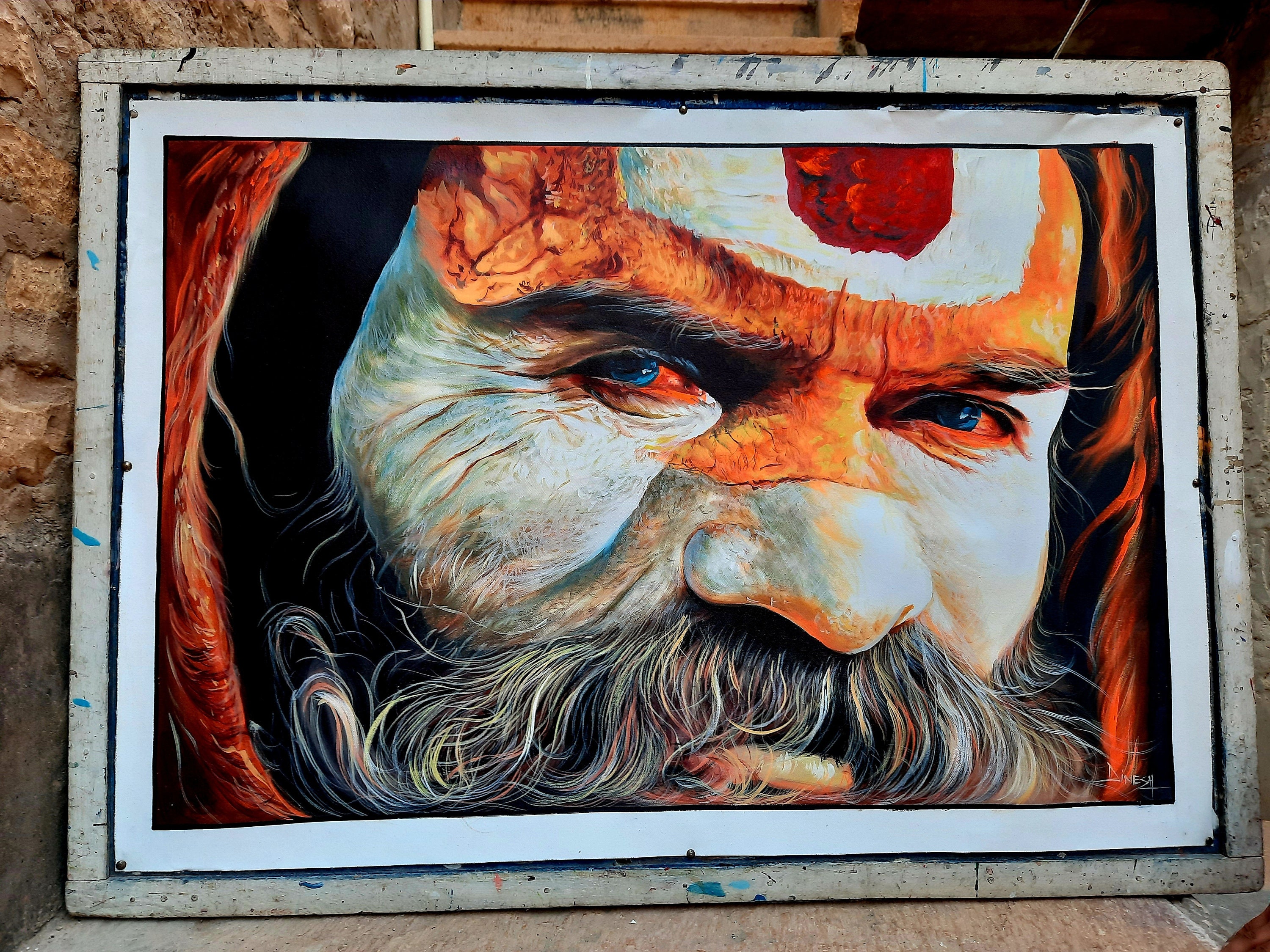 Sadhu Hand Painted Art Painting,indian Sadhu Canvas Painting,original ...