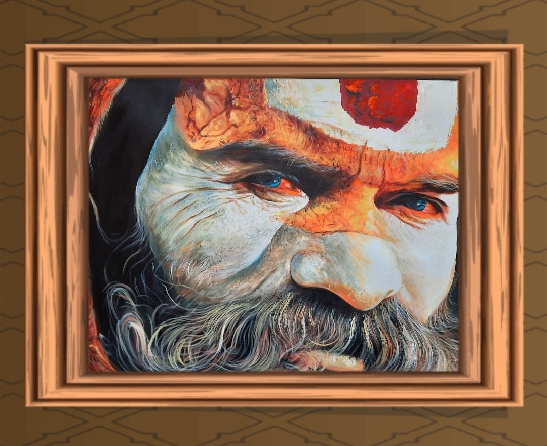 Sadhu Hand Painted Art Painting,indian Sadhu Canvas Painting,original ...